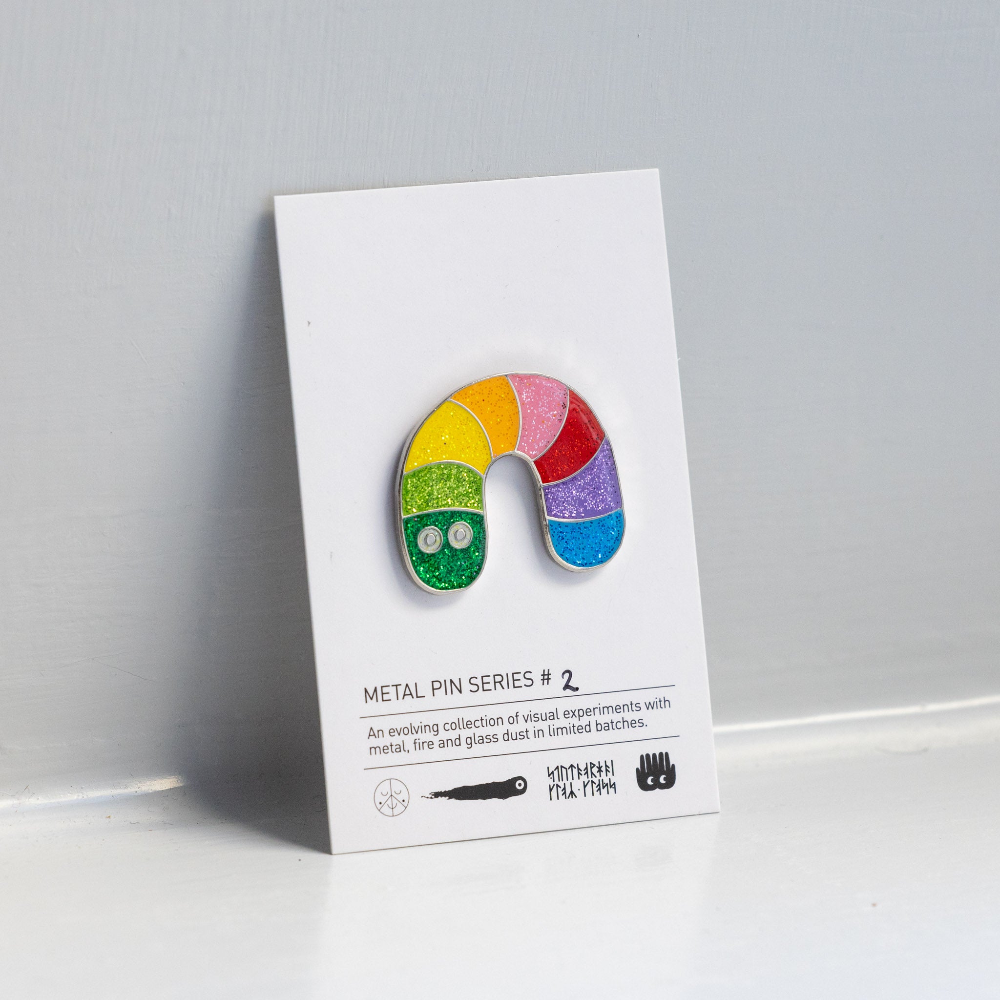 Metal Pin: Series #2 - Glitter Rainbow Worm – Studio Arhoj Store